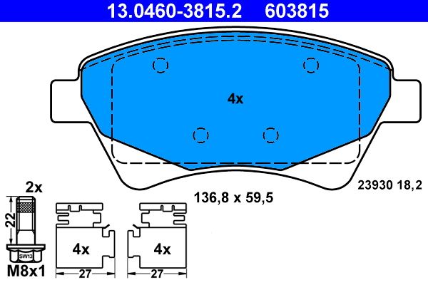 Komplet pločica, disk-kočnica ATE 13.0460-3815.2
