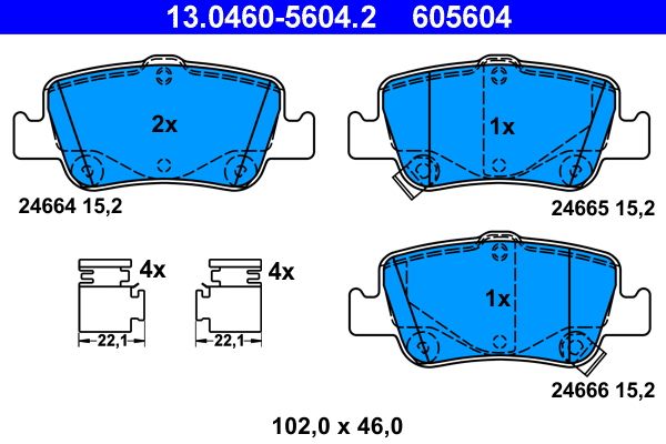 Komplet pločica, disk-kočnica ATE 13.0460-5604.2