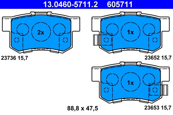 Komplet pločica, disk-kočnica ATE 13.0460-5711.2