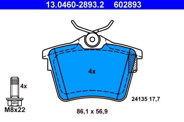 Komplet pločica, disk-kočnica ATE 13.0460-2893.2