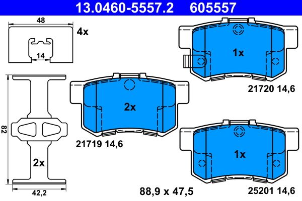 Komplet pločica, disk-kočnica ATE 13.0460-5557.2