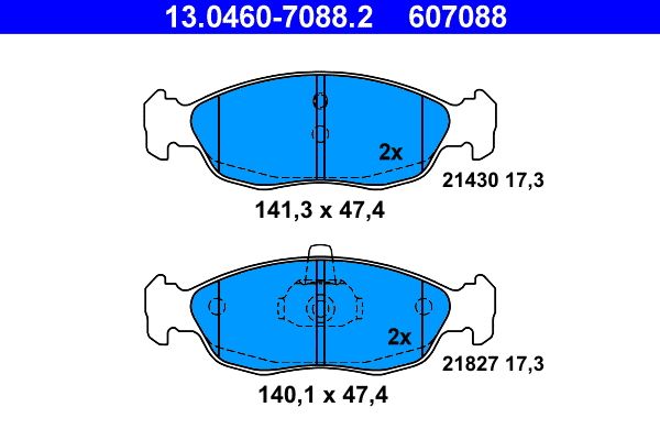 Komplet pločica, disk-kočnica ATE 13.0460-7088.2