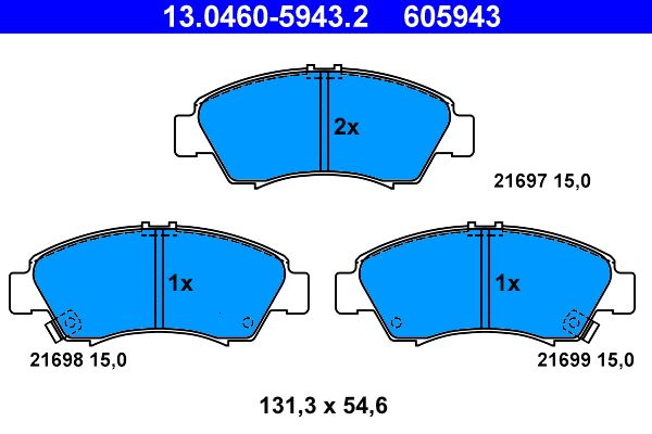 Komplet pločica, disk-kočnica ATE 13.0460-5943.2