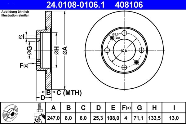 Kočioni disk ATE 24.0108-0106.1
