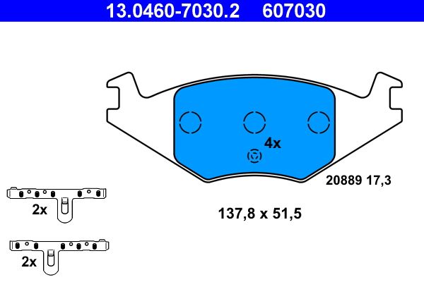 Komplet pločica, disk-kočnica ATE 13.0460-7030.2