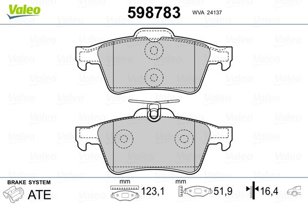 Komplet pločica, disk-kočnica VALEO 598783