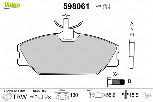 Komplet pločica, disk-kočnica VALEO 598061