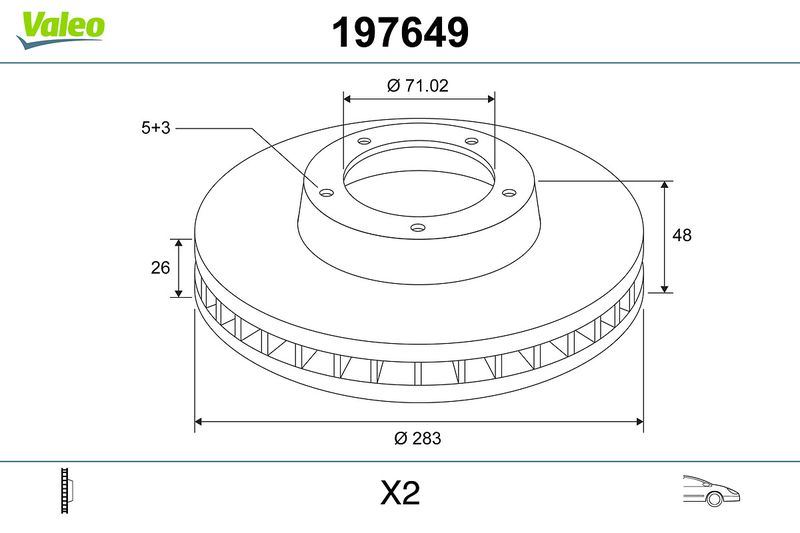 Kočioni disk VALEO 197649