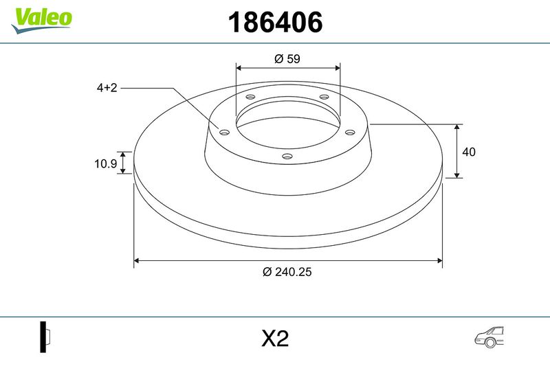 Kočioni disk VALEO 186406