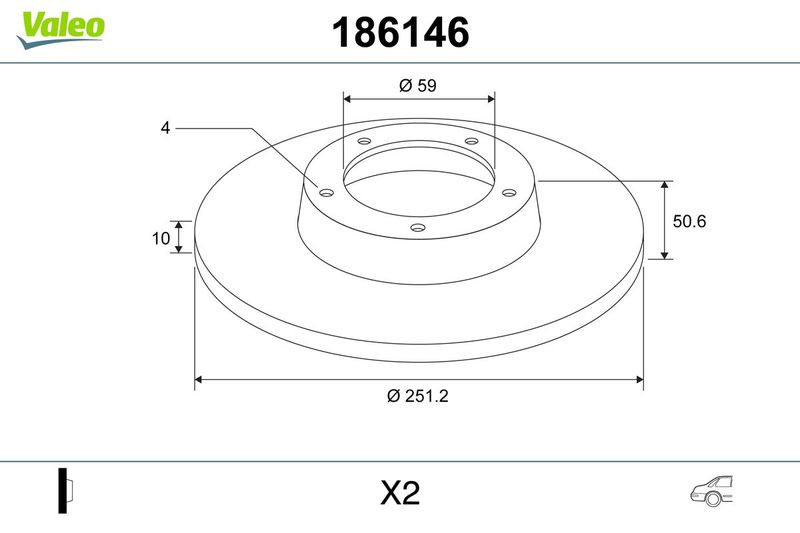 Kočioni disk VALEO 186146