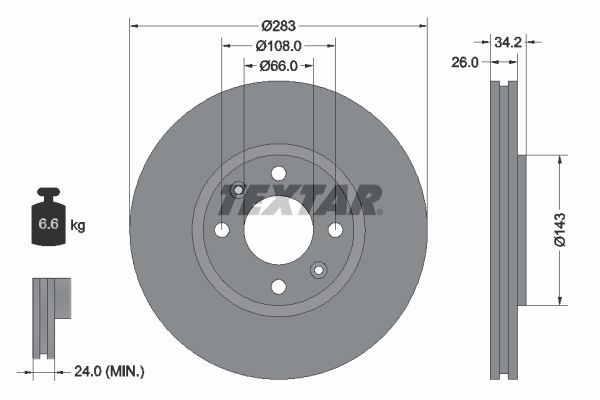 Kočioni disk TEXTAR 92111603