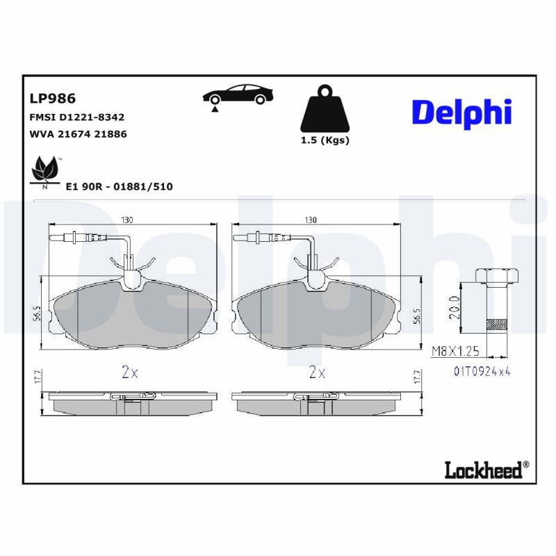 Komplet pločica, disk-kočnica DELPHI LP986