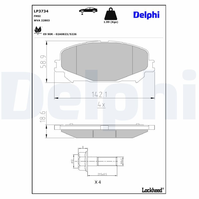 Komplet pločica, disk-kočnica DELPHI LP3734
