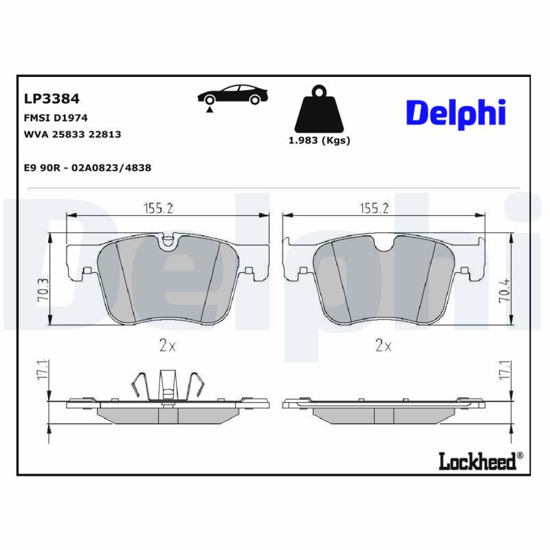 Komplet pločica, disk-kočnica DELPHI LP3384