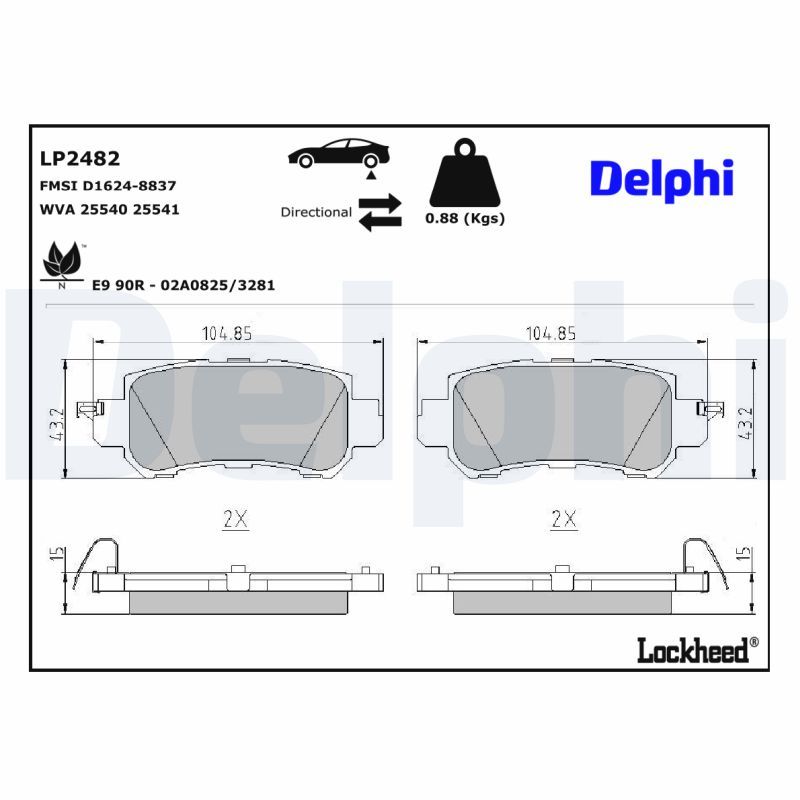 Komplet pločica, disk-kočnica DELPHI LP2482