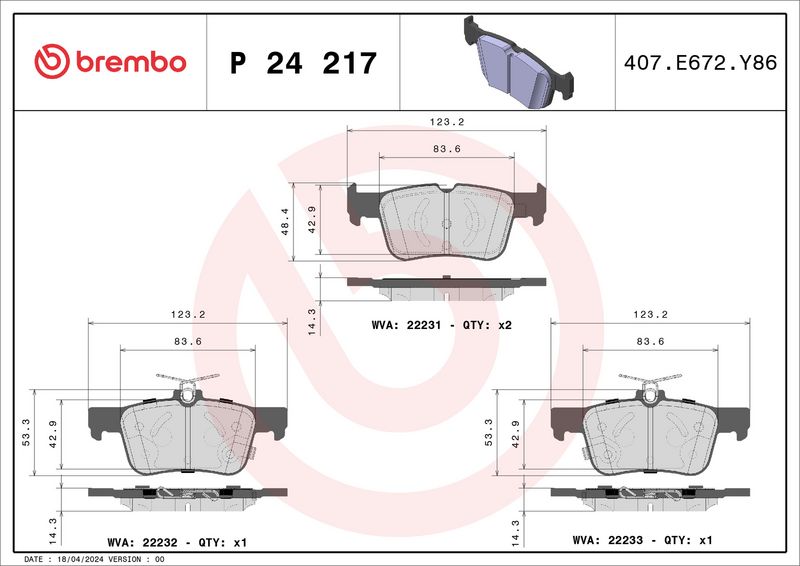 Komplet pločica, disk-kočnica BREMBO P 24 217