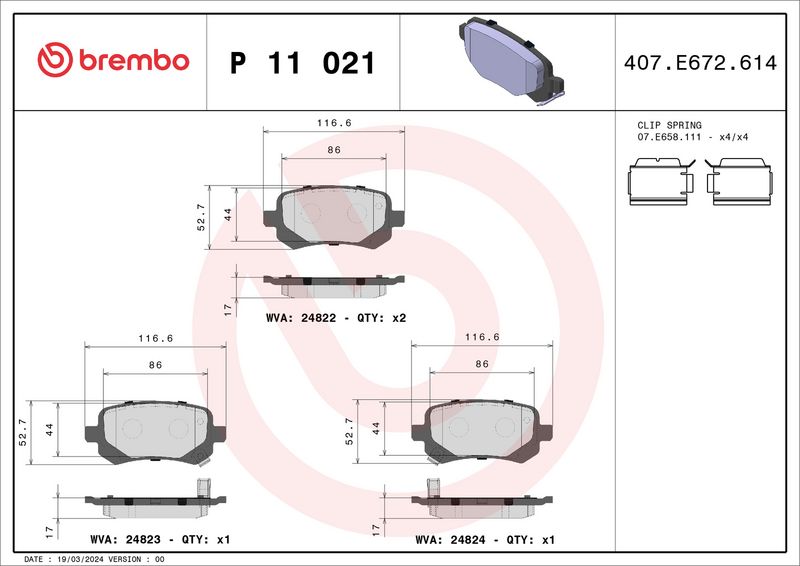 Komplet pločica, disk-kočnica BREMBO P 11 021