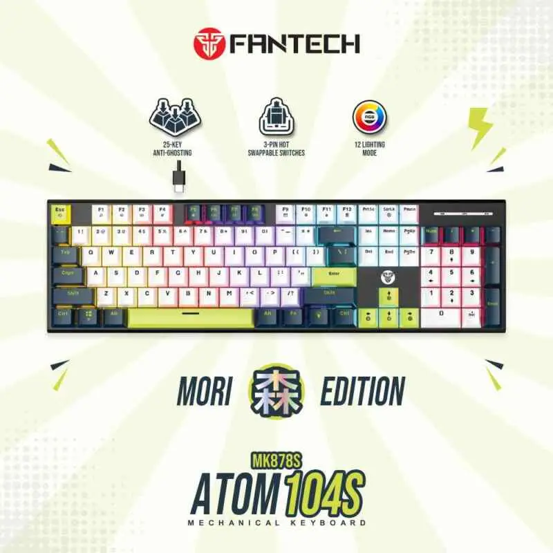 Tastatura Mehanicka Gaming Fantech MK878S RGB Atom 104S Mori bela Red switch
