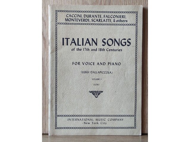 Italian Songs of the 17th and 18th Centuries NOTE