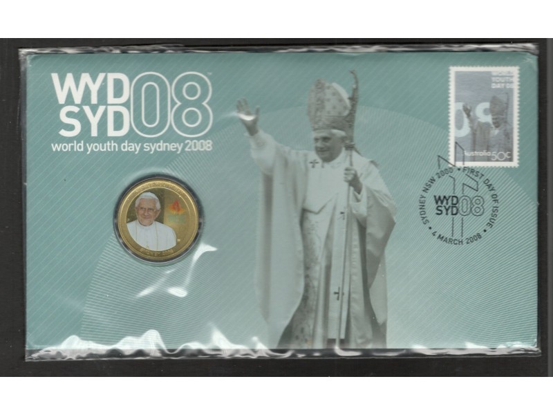 AUSTRALIJA-FDC SA PRIGODNIM NOVCICEM-OMLADINA-PAPA-2008