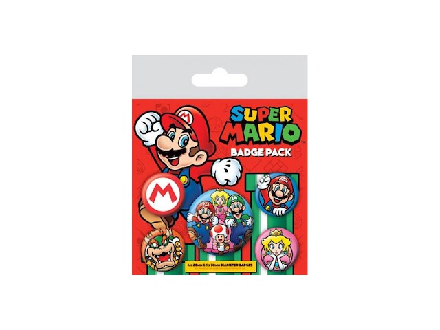 Bedževi set 5 - Super Mario, Mario