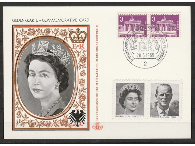 Gedenkkarte Staatsbesuch Königin Elisabeth II - 1965