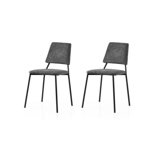 Lıma - 4554 V2 Black Anthracite Chair Set (2 Pieces)