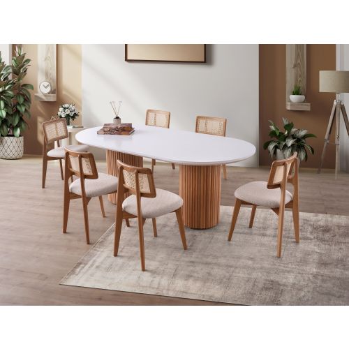 Lıne - 933 White Walnut Dining Table
