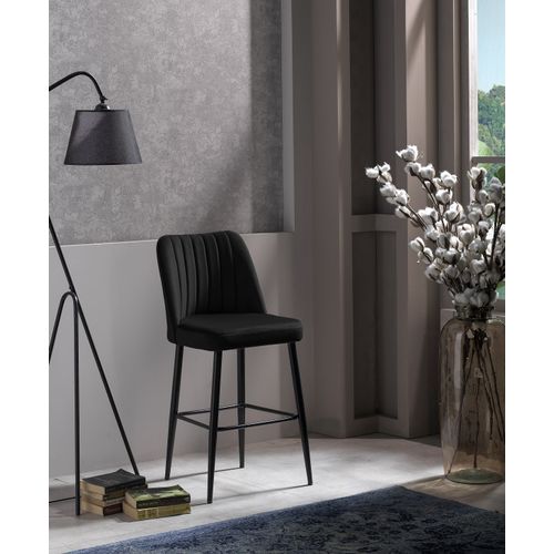 Vento - Black Black Bar Stool Set (2 Pieces)