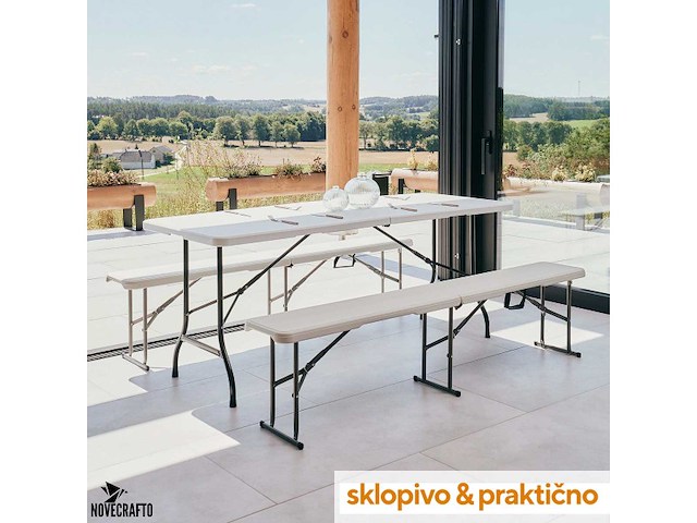 Sklopiva Garnitura Za do 8 Osoba - 2 Klupe i Sto