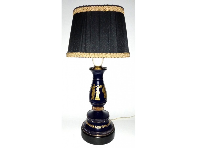 LAMPA - COBALT PORCELAN, U POZLATI ABAZUR SATEN 42cm