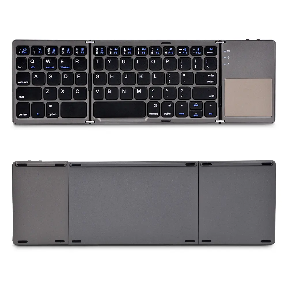 Wireless tastatura sa touchpadom, Rasklopiva, Siva