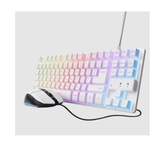 Trust - Tastatura+miš TRUST GXT 798 2-in-1 Gaming set/TKL/US/bela