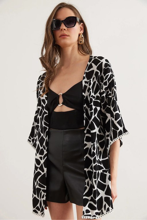 Olalook Ženski kaftan za plažu, Crno-beli