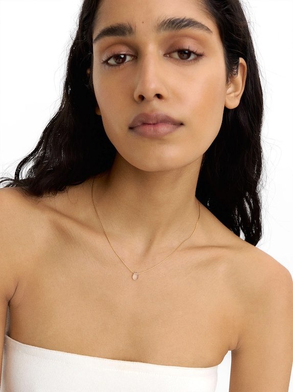 SHORT NECKLACE WITH CLEAR QUARTZ – STAINLESS STEEL