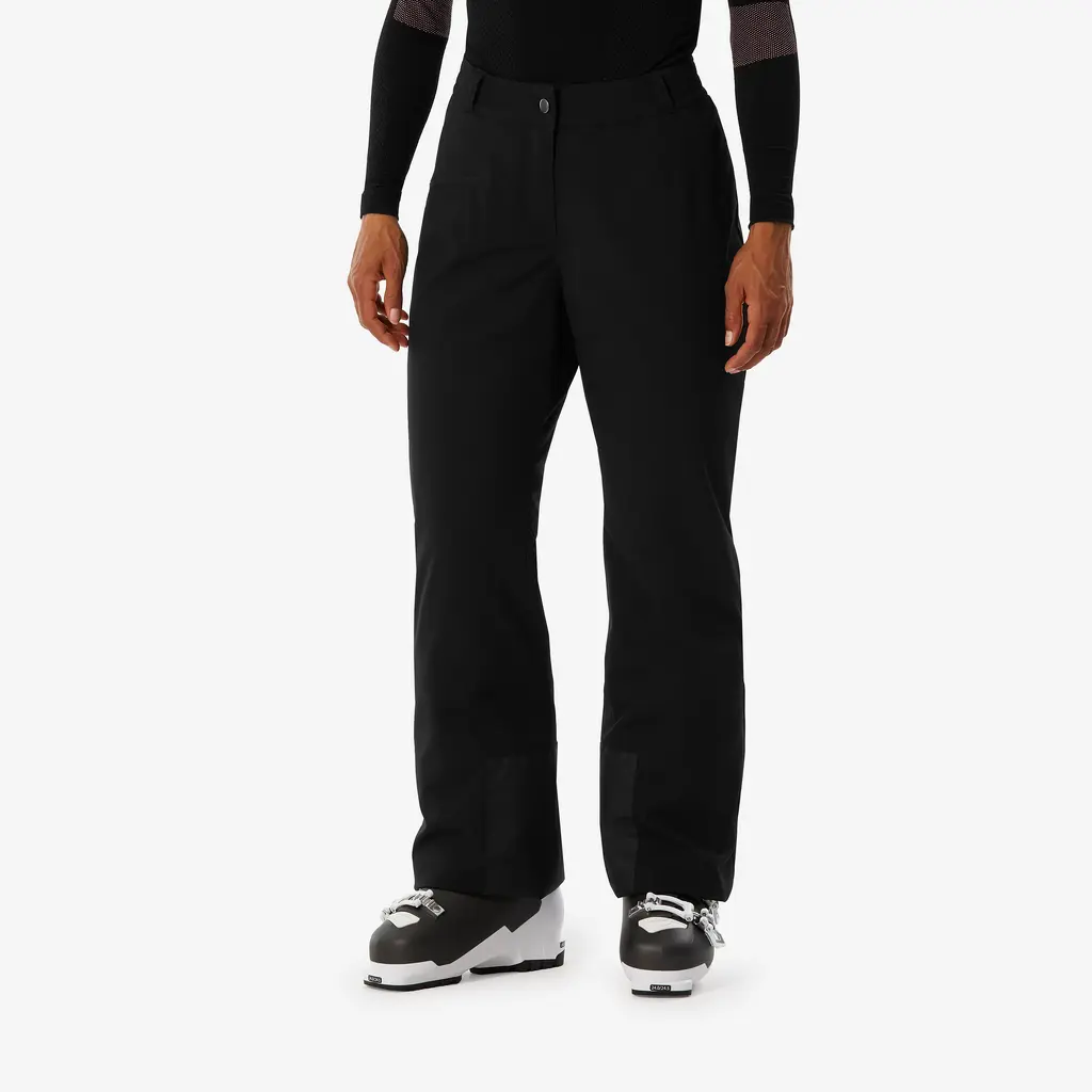 Crne ženske tople i udobne pantalone za skijanje i snoubording, Ski 100