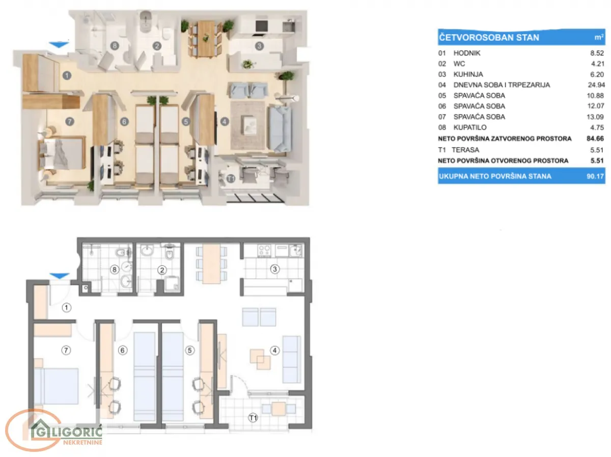Prodaja, četvorosoban stan, 94m², Zemun Gornji Grad, Zemun Sve Podlokacije