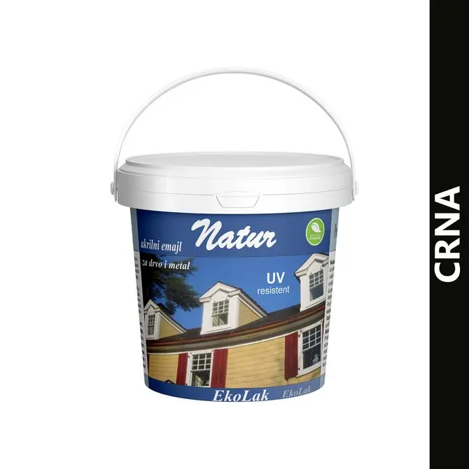 NATUR Akrilni emajl za drvo i metal, 0.75l, Crna