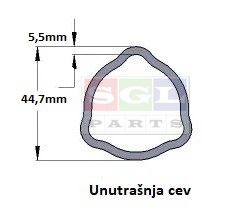 Cev kardana 44.7×5.5x1000mm trouglasta