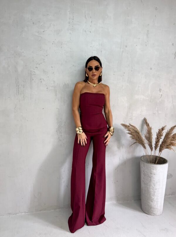 JOAN BURGUNDY trendi zvonaste pantalone