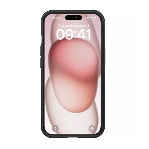 Maska za iPhone 15 Pro (sa otvorom za logo) Nillkin Super Frosted Shield Pro crna
