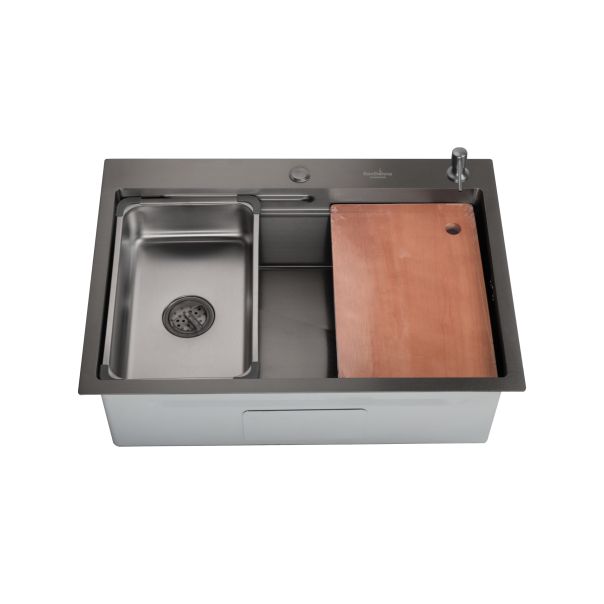 SANDONNA Inox sudopera sa korpicom, dozerom i daskom 70x50cm HD7050R, crna