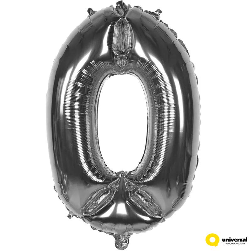 BALON BROJ 0 60cm SREBRNI UNL-1433