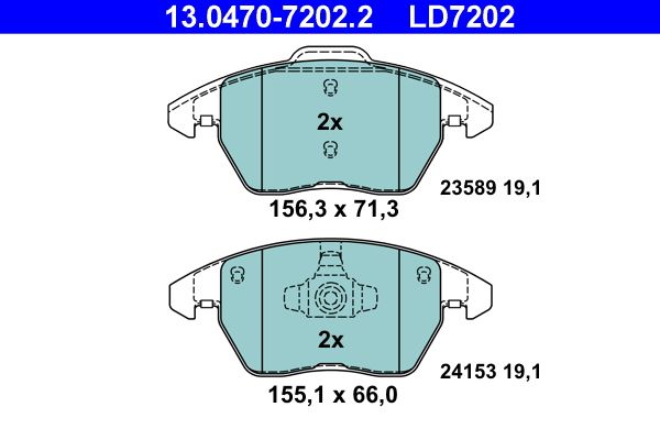 Komplet pločica, disk-kočnica ATE 13.0470-7202.2