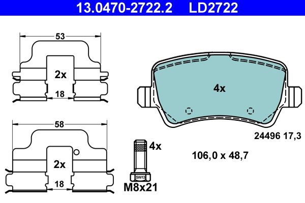 Komplet pločica, disk-kočnica ATE 13.0470-2722.2