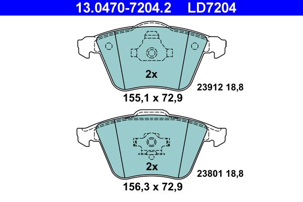 Komplet pločica, disk-kočnica ATE 13.0470-7204.2