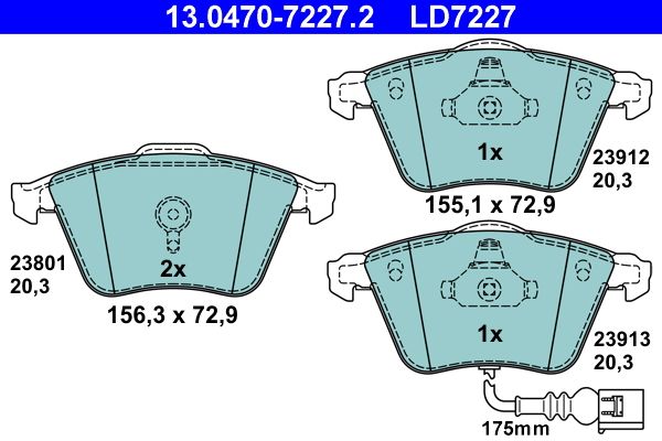 Komplet pločica, disk-kočnica ATE 13.0470-7227.2
