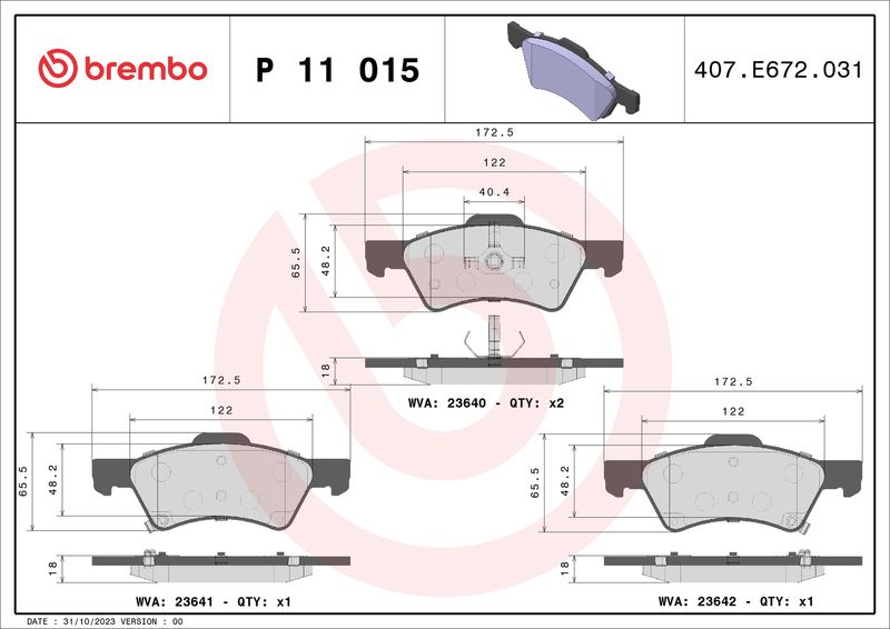 Komplet pločica, disk-kočnica BREMBO P 11 015