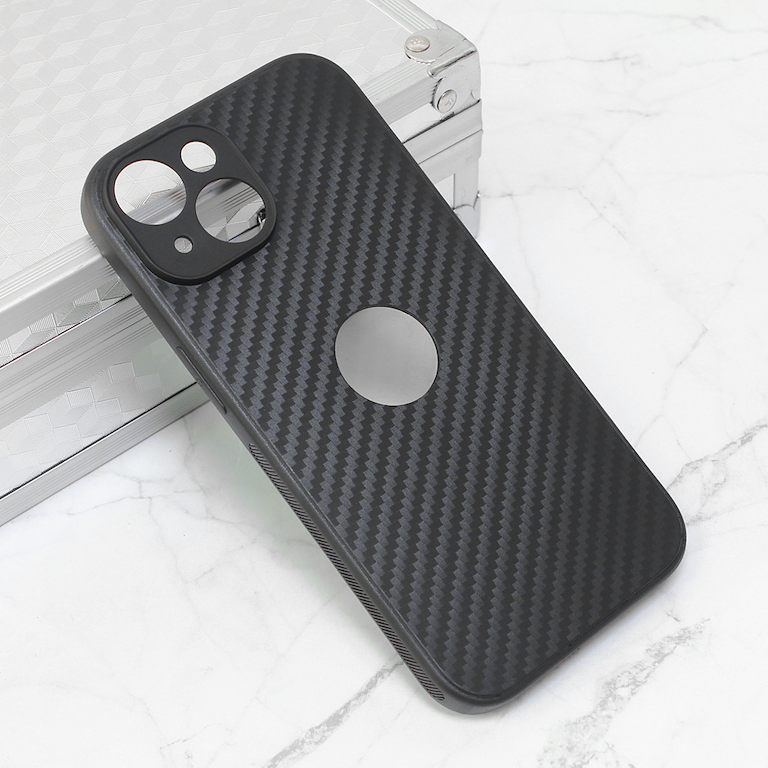 Zastitna maska (futrola) Carbon fiber - iPhone 15 crna (sa otvorom za logo)