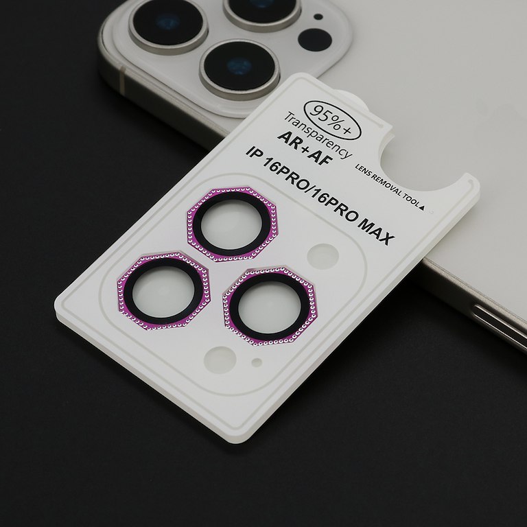 Zastita - kameru OCTAGON DIAMOND za iPhone 16 Pro (6.3)/16 Pro Max (6.9) crvena (MS)